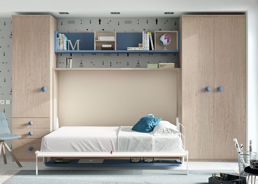 135cm folding bed with folding desk and wardrobes – furniflex.net