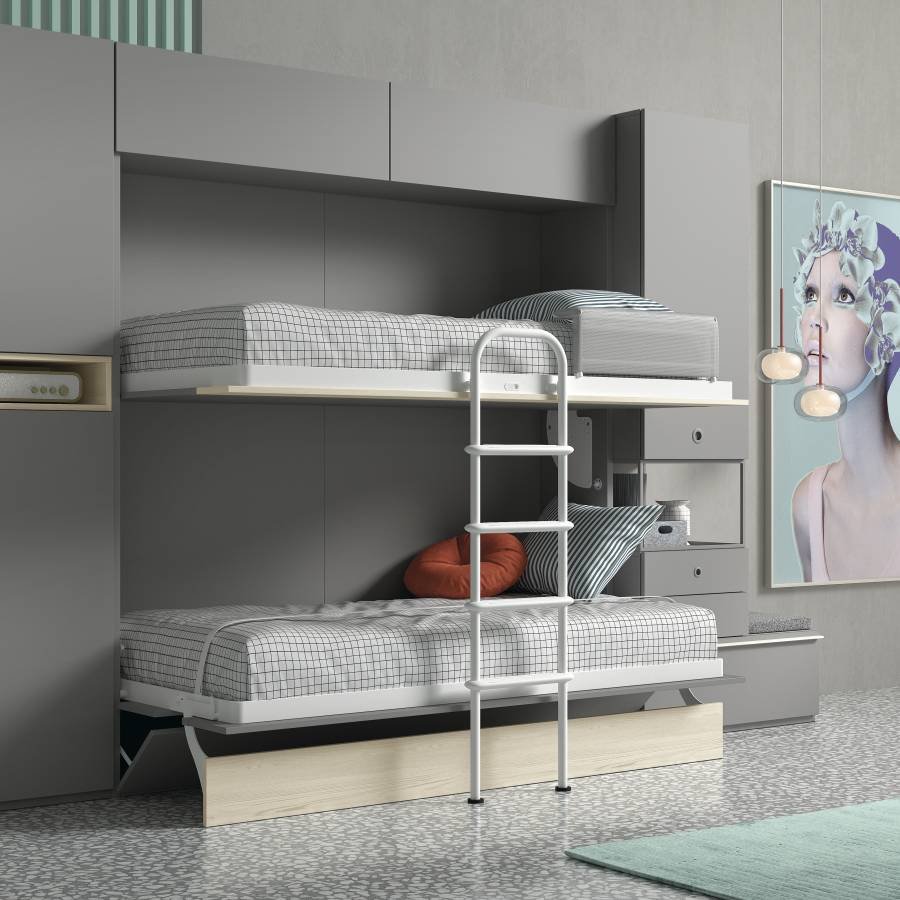 Folding bunk bed with extendable table – furniflex.net
