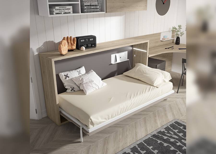 Horizontal folding bed with corner desk – furniflex.net