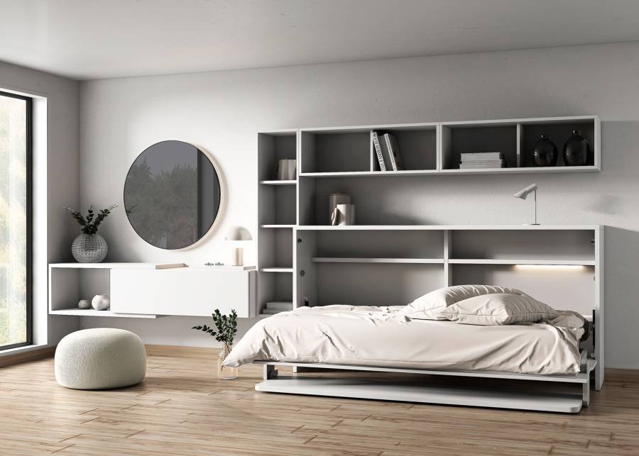 Office with horizontal folding bed with integrated table – furniflex.net